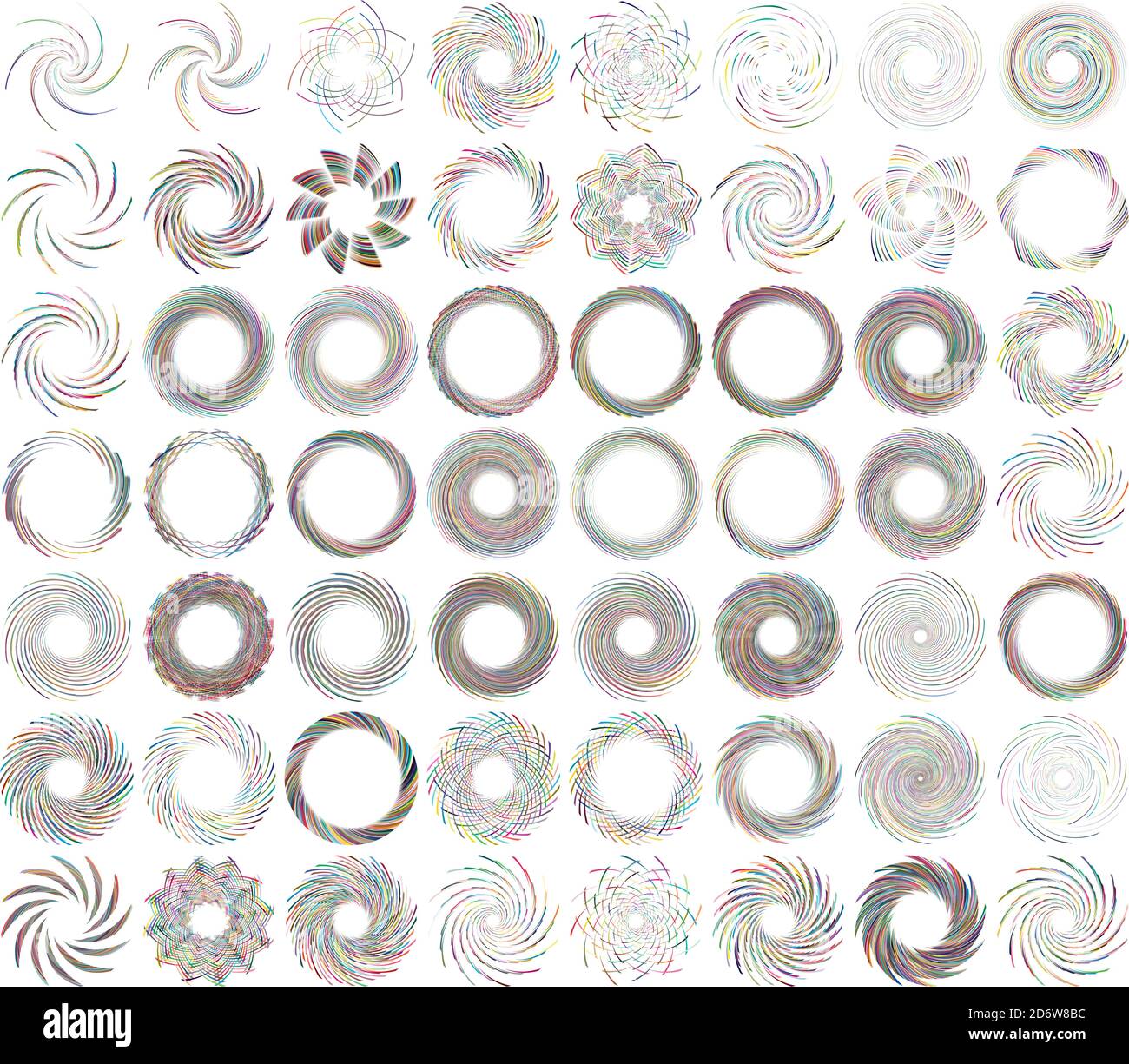 Swirl, twirl and spiral set. Cyclic elements set vector illustration ...