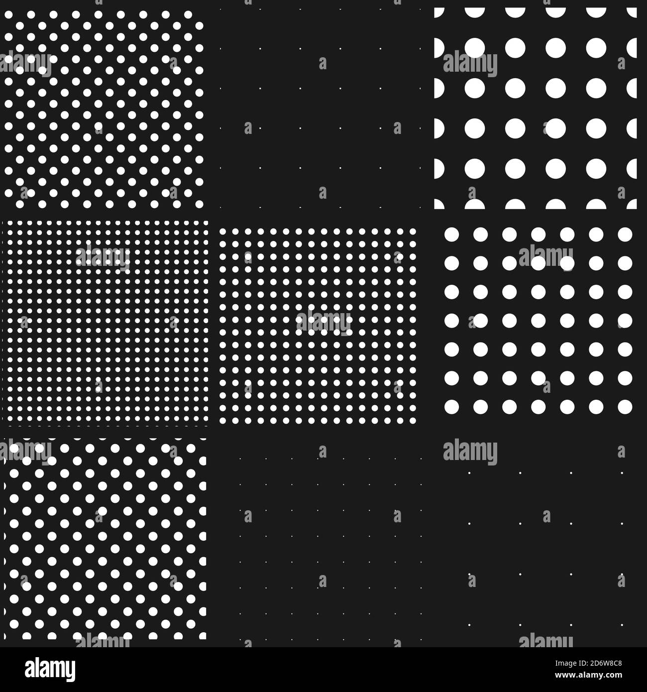 Black and white seamless circles, dots, speckles pattern set ...