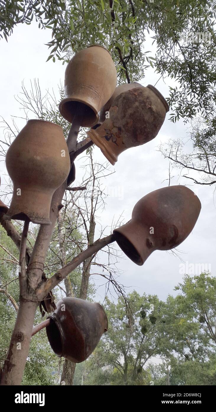 Clay pots. Old pots. Ancient Clay Pots. Vintage photo Stock Photo - Alamy