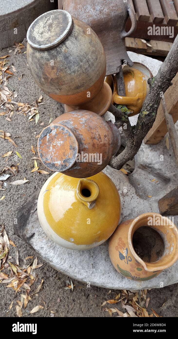 Clay pots. Old pots. Ancient Clay Pots. Vintage photo Stock Photo - Alamy