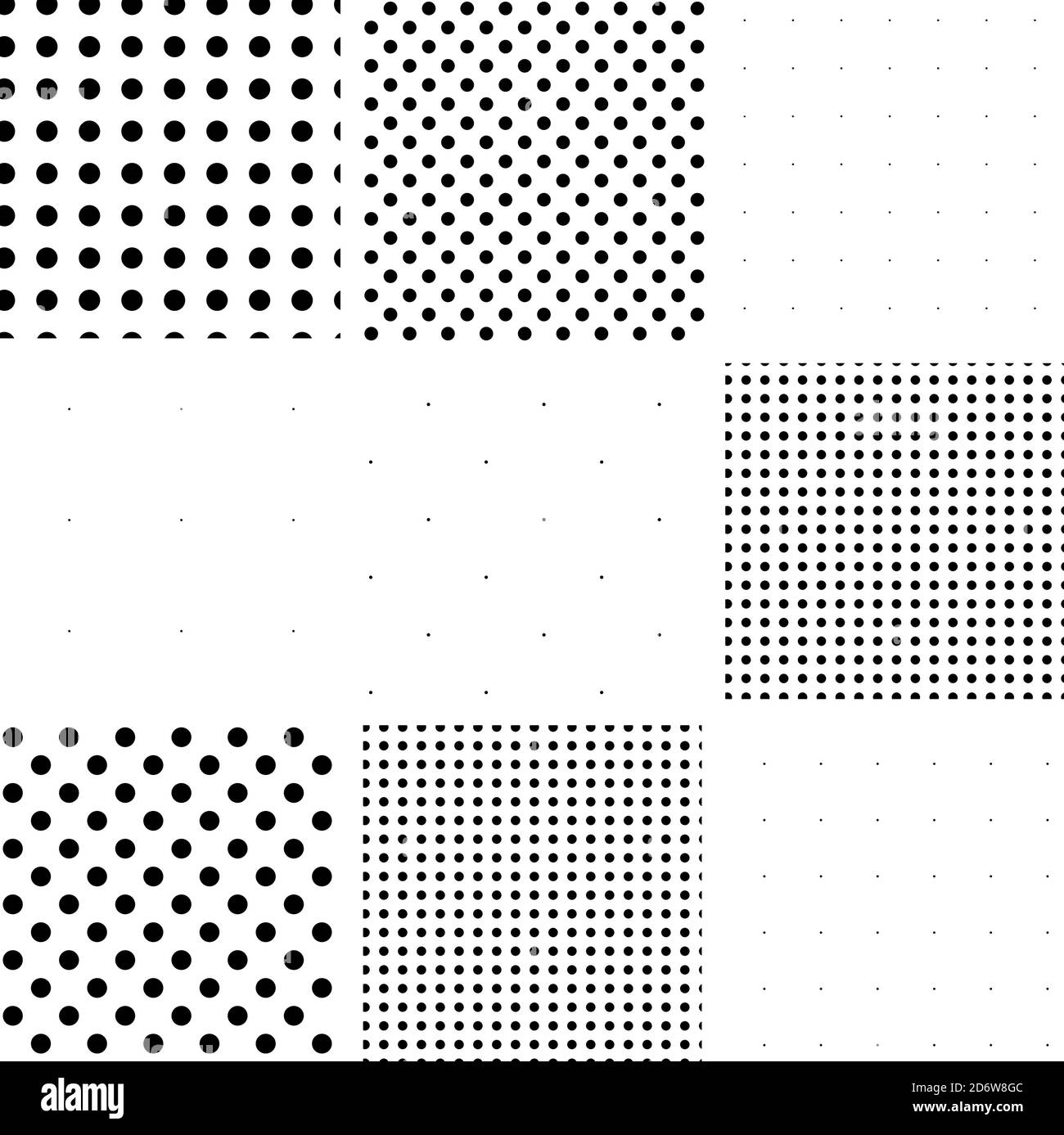 Black and white seamless circles, dots, speckles pattern set ...