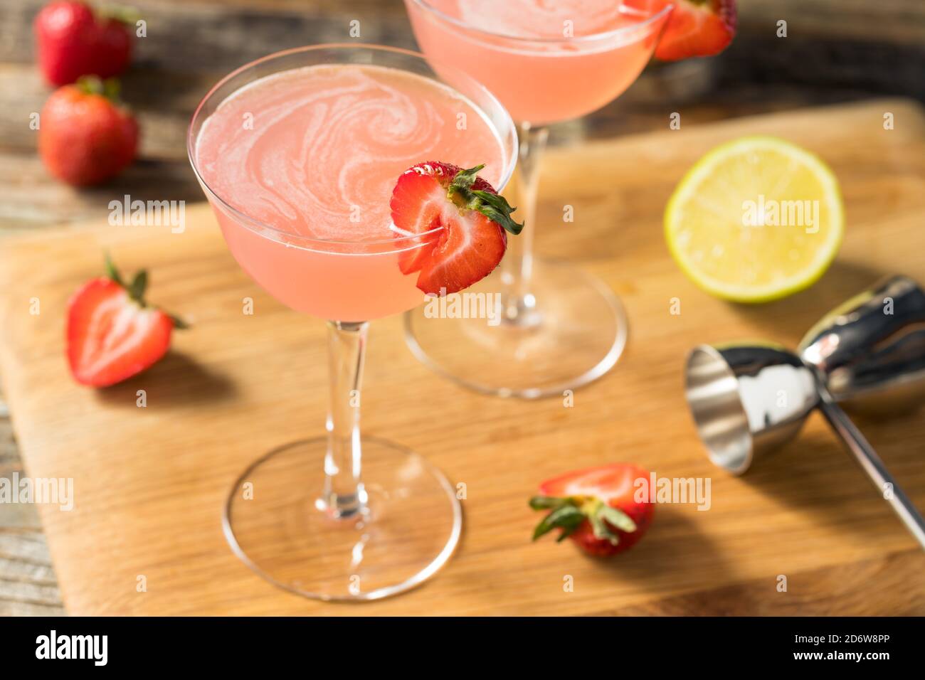 Refreshing Boozy Strawberry Daiquiri with Rum and Lime Stock Photo - Alamy