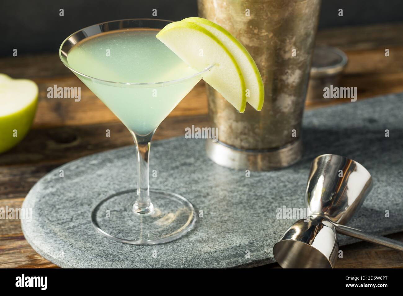 Boozy Refreshing Appletini Cocktail with Vodka and Garnish Stock Photo ...