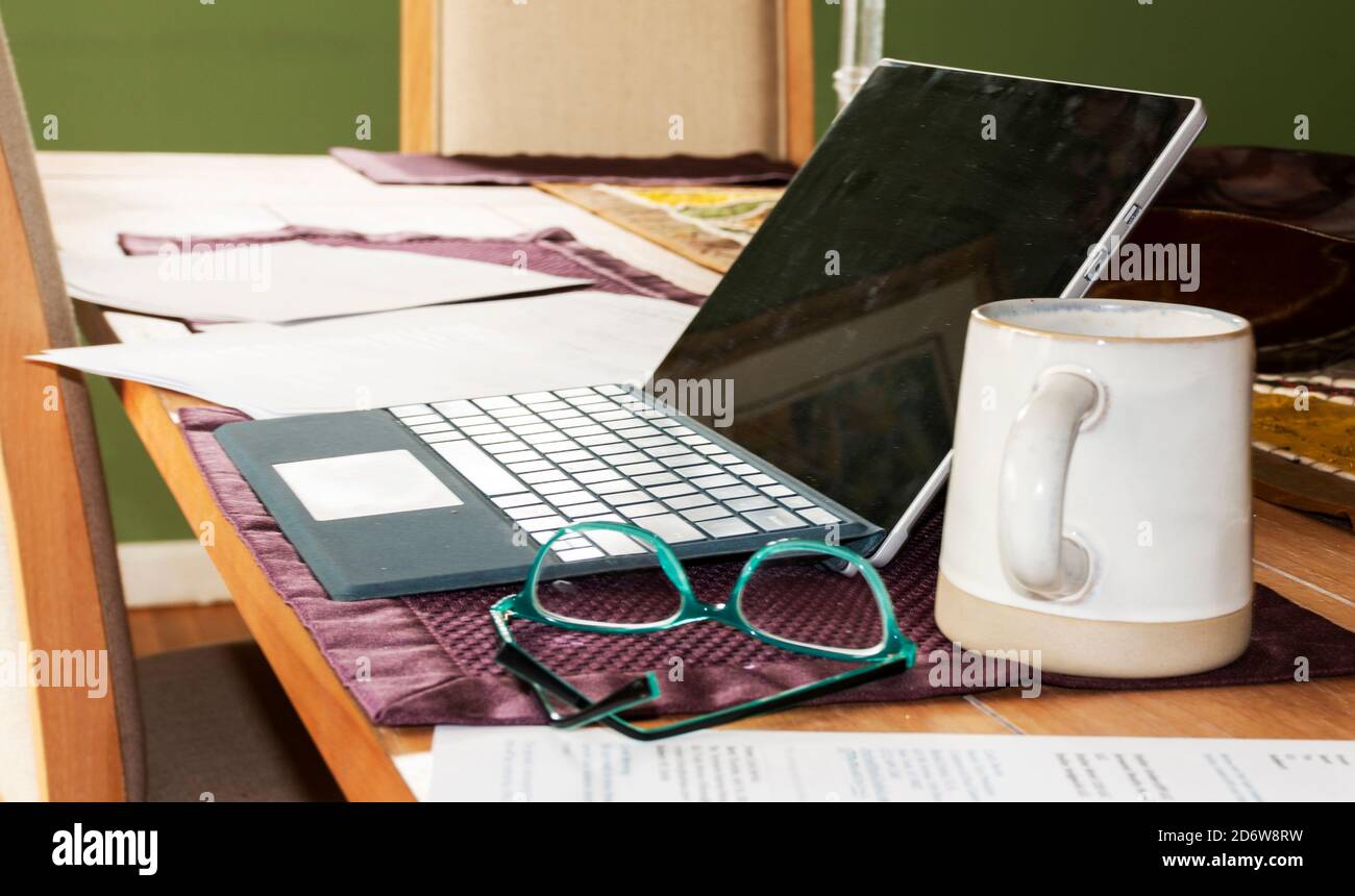 Computer set up on dinning room table after being forced to work from ...