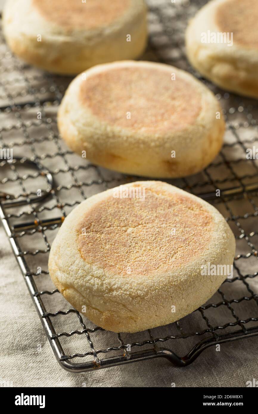 Homemade Toasted English Muffins with a Tab of Butter Stock Photo - Alamy