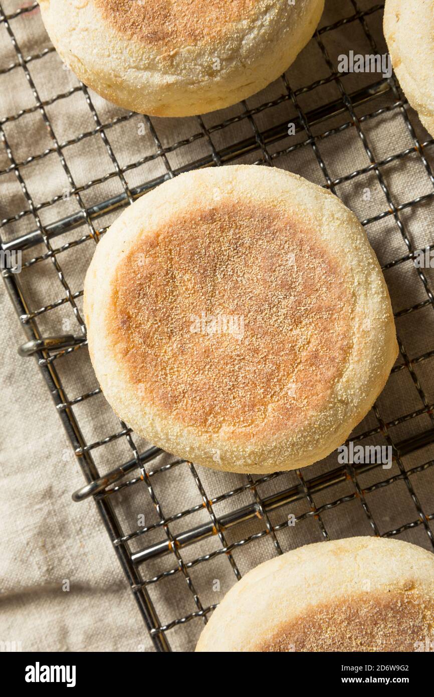 Homemade Toasted English Muffins with a Tab of Butter Stock Photo - Alamy