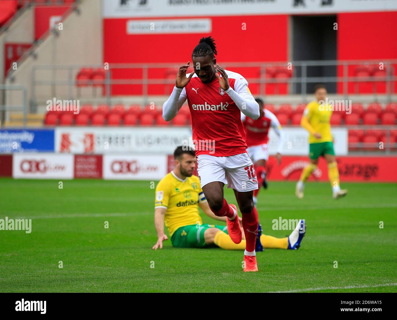 Freddie Ladapo (10) of Rotherham United celebrates scoring in the 4th ...