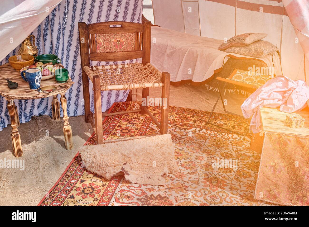 Pieces of furniture in an old Turkish tent. The life of the Turks under ...