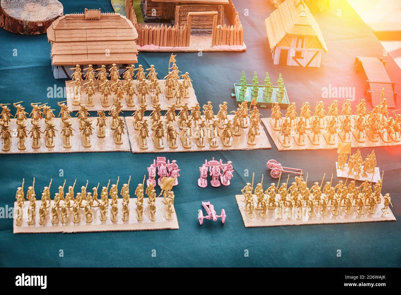 The layout of the Russian-Swedish war of small houses and toy soldiers ...