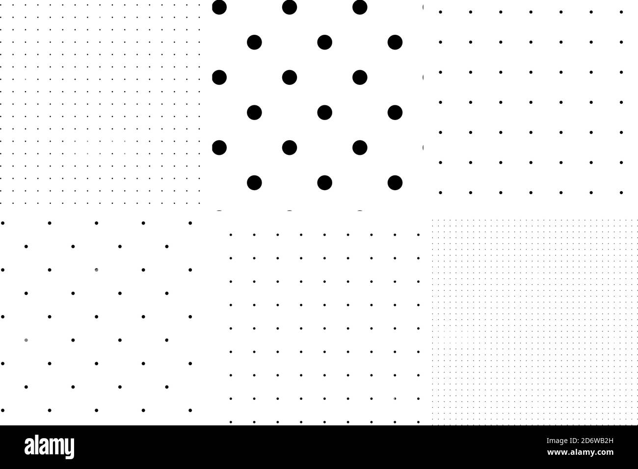 Black and white seamless circles, dots, speckles pattern set ...