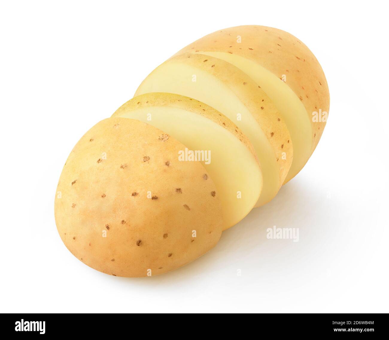 One sliced washed raw potato isolated on white background Stock Photo ...