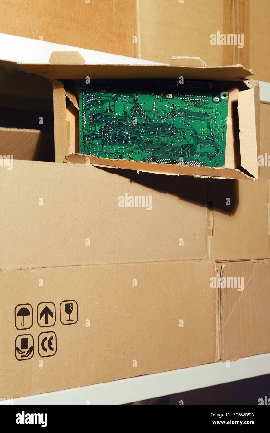 Theft of computers in a warehouse during a lockdown. Empty warehouse ...