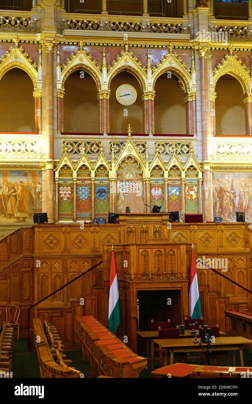 Assembly hall of the National Assembly of Hungary, Hungarian Parliament ...