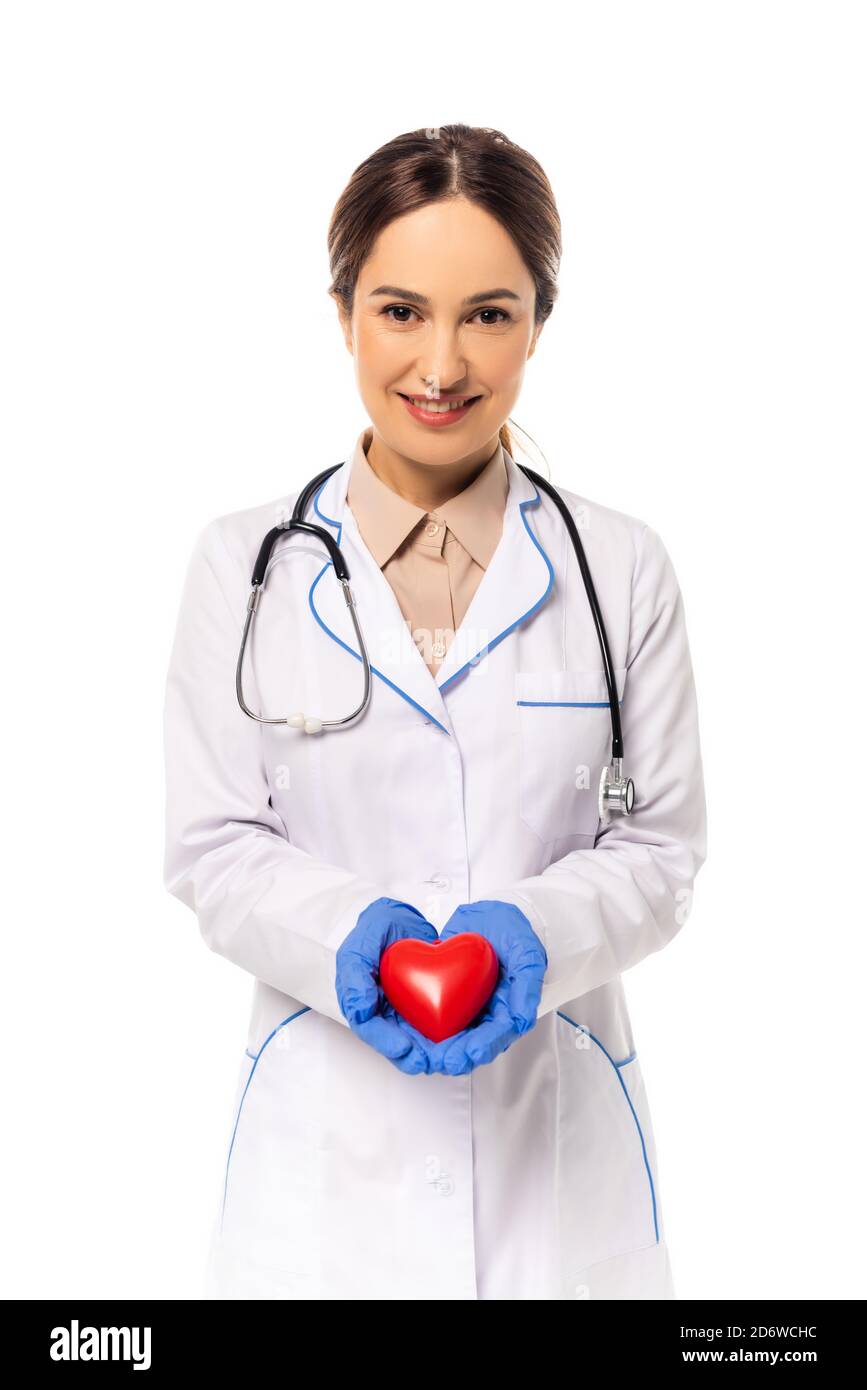 Doctor in gloves holding red hi-res stock photography and images - Alamy