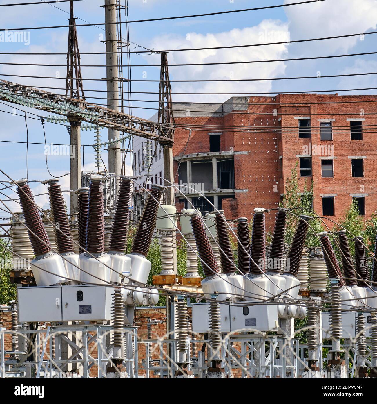 Power station with switch and instrument transformers outdoors Stock ...