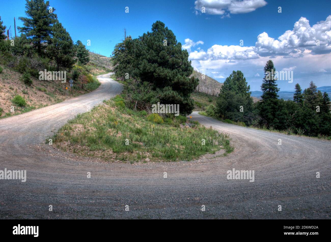 A hairpin switchback on Forest Service Road 117 which goes up Monjeau ...