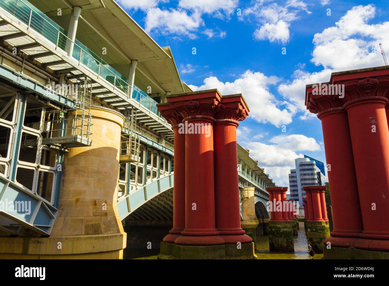View of Blackfriars Railway Bridge and remains of the old demolished ...