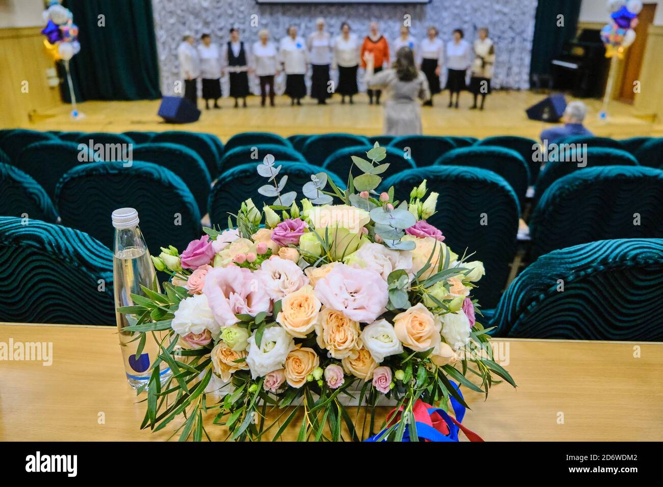 Bouquet on the place of judges in the concert hall. The choir of ...