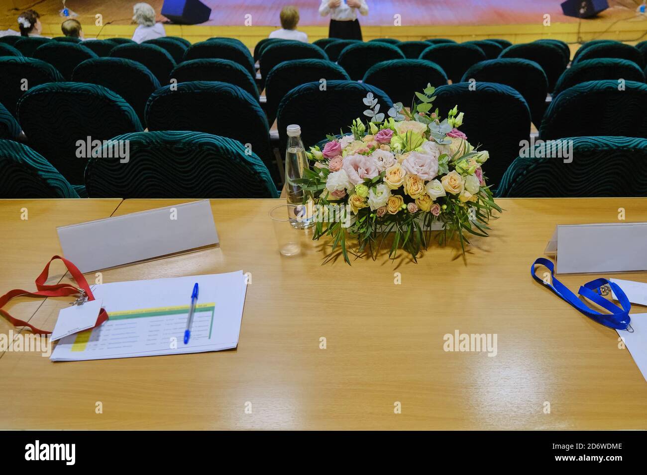 The table of the jury at the vocal competition. Assessment of the ...