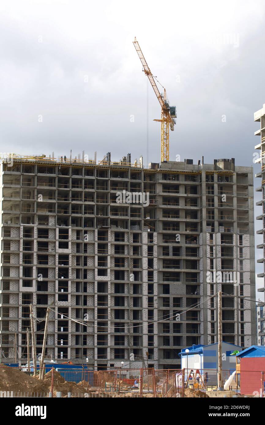 Construction of modern multi-storey buildings. New development of a ...