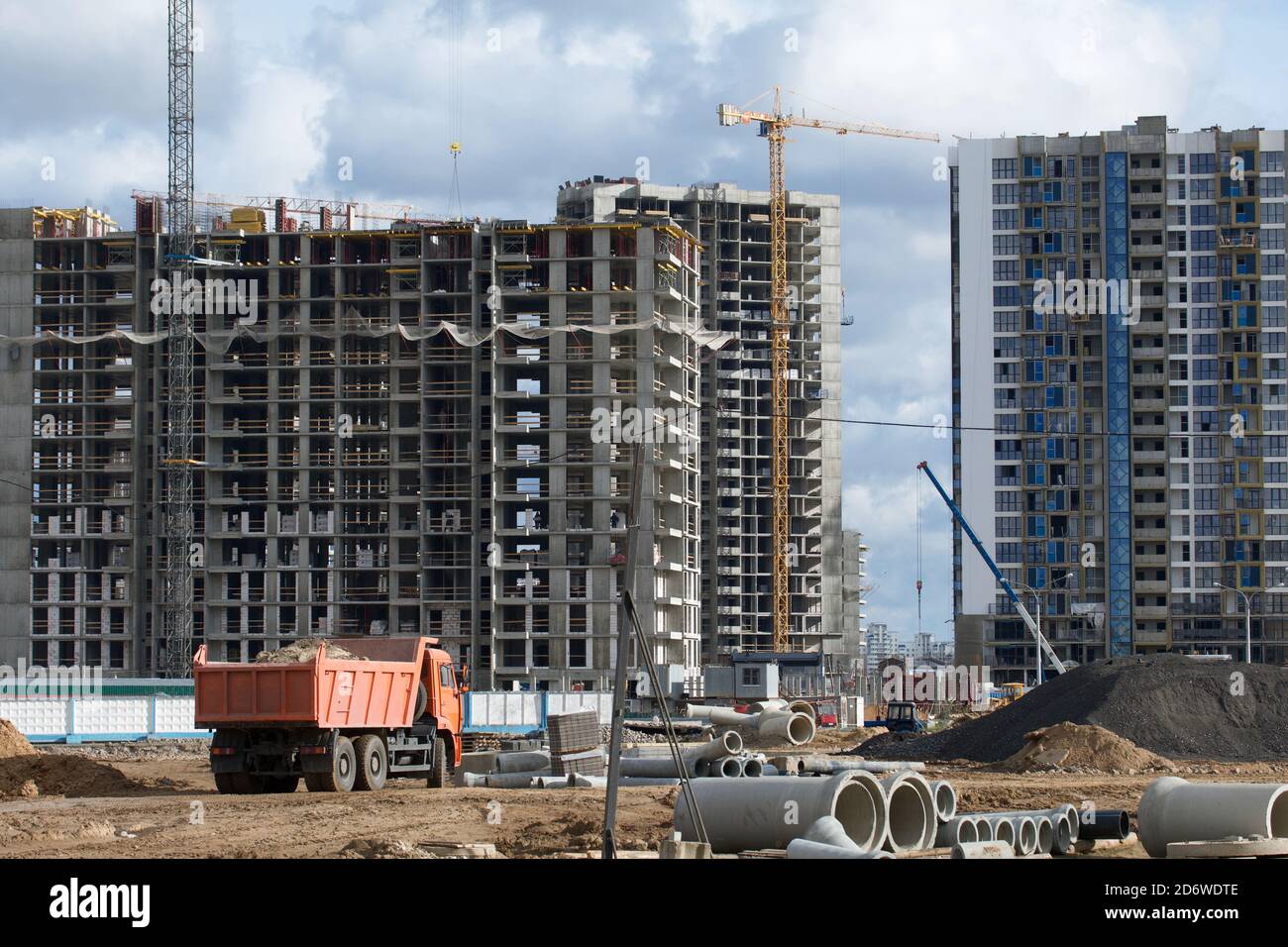 Construction of modern multi-storey buildings. New development of a ...