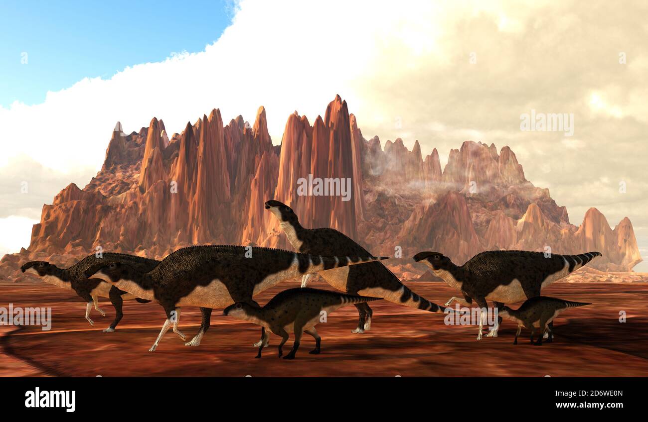 Brachylophosaurus dinosaur herd hi-res stock photography and images - Alamy