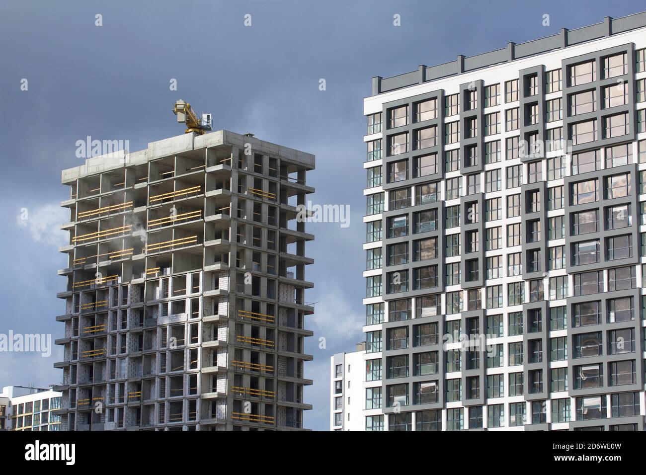 Construction of modern multi-storey buildings. New development of a ...