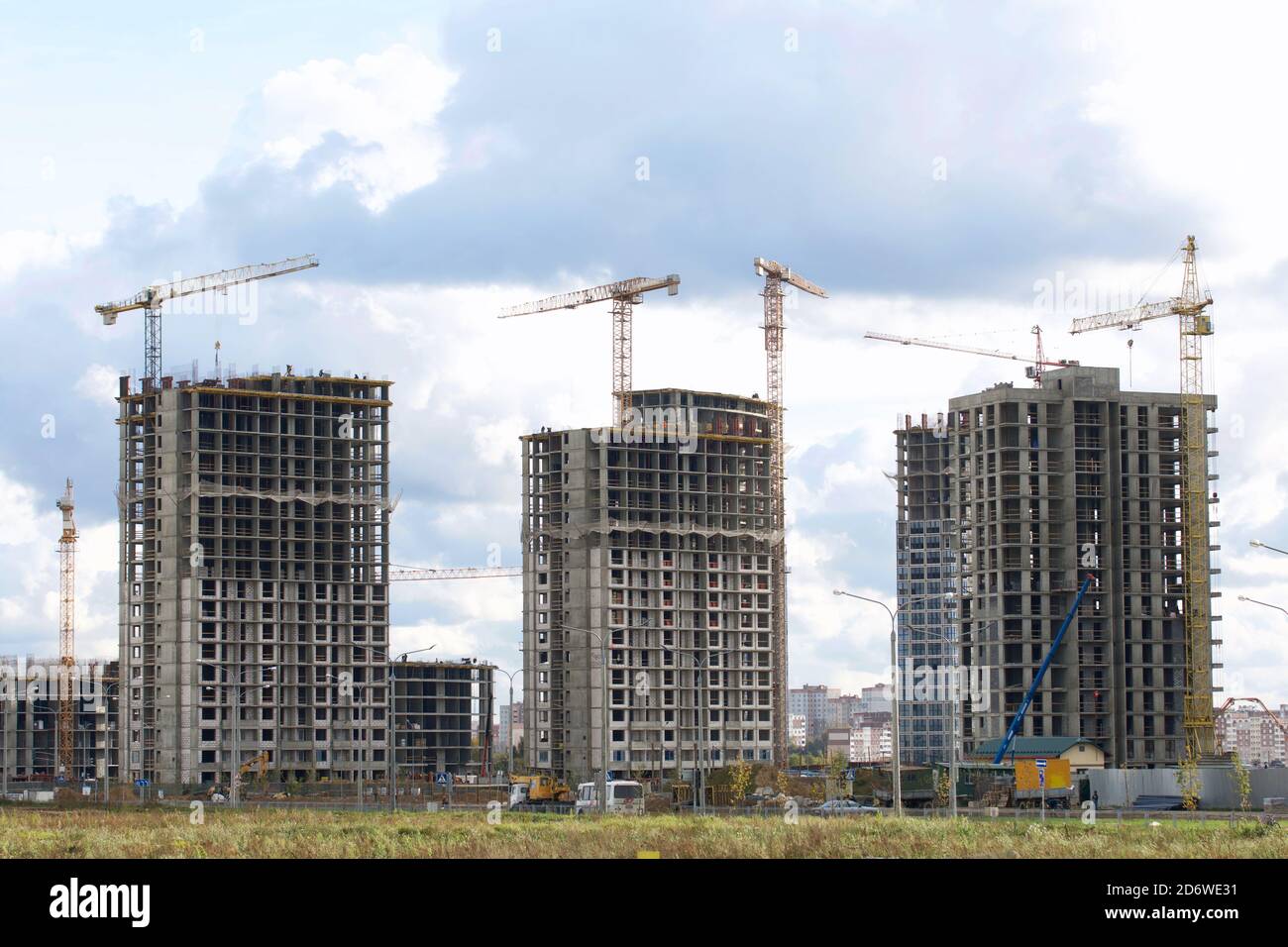 Construction of modern multi-storey buildings. New development of a ...