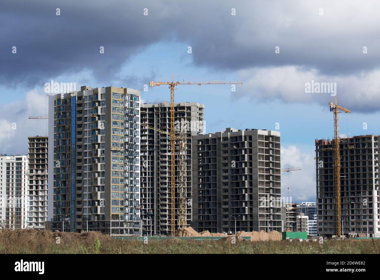 Construction of modern multi-storey buildings. New development of a ...