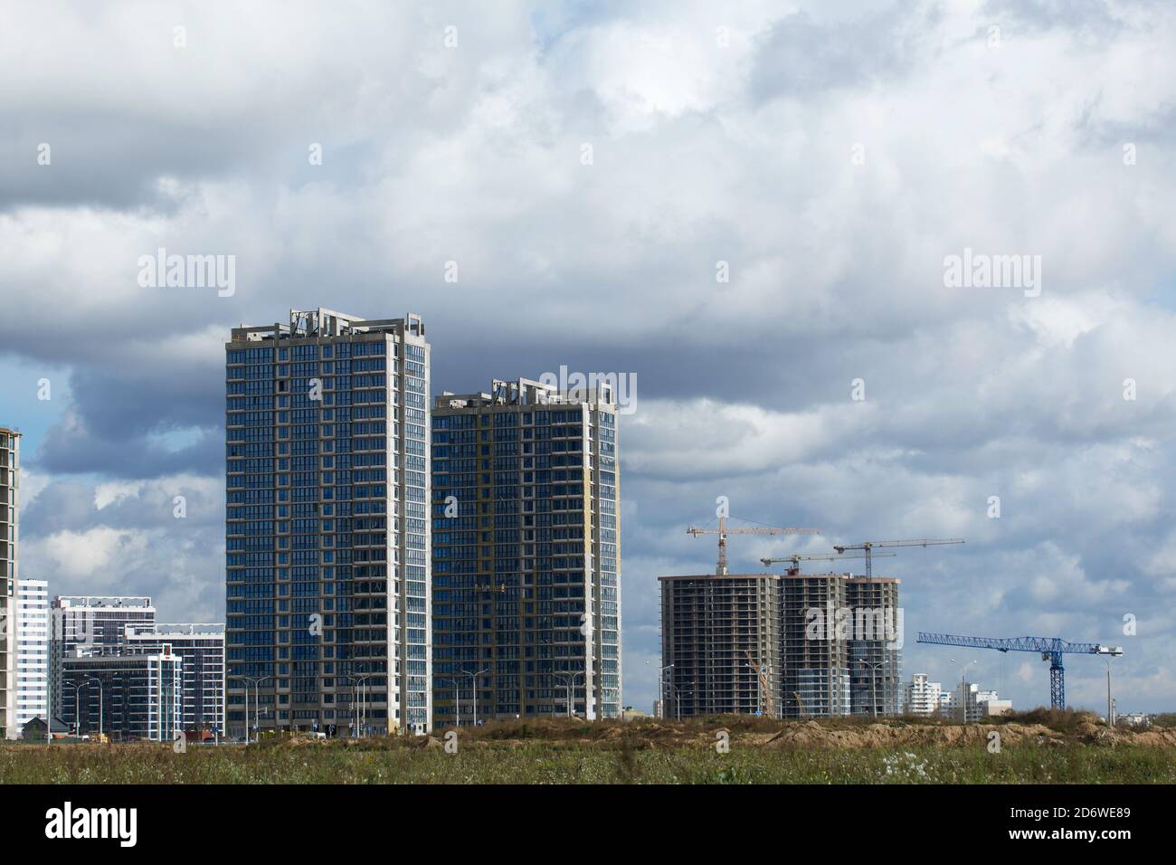 Construction of modern multi-storey buildings. New development of a ...
