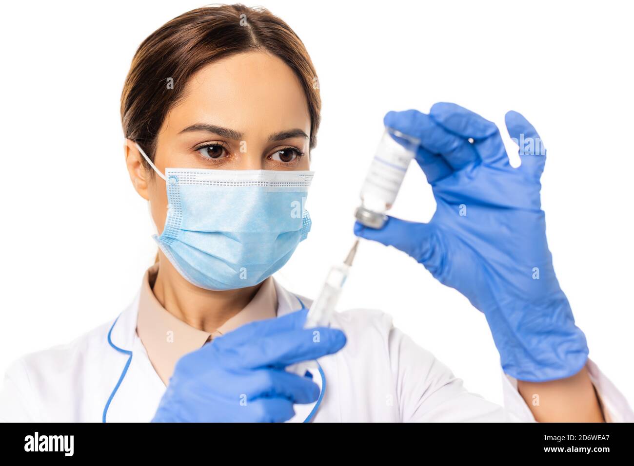 Woman picking medicine syringe hi-res stock photography and images - Alamy