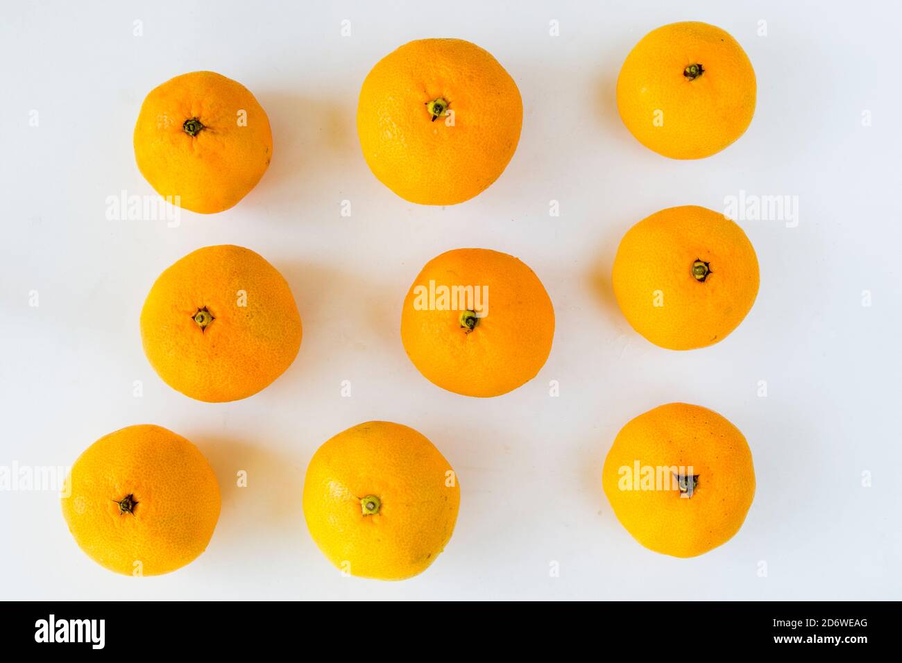 large group of the clementines on the white background, orange color ...