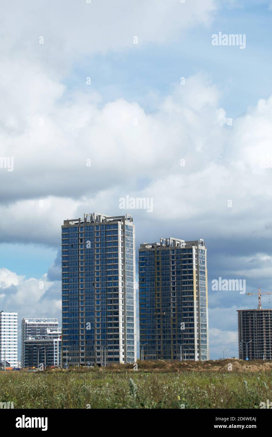 Construction of modern multi-storey buildings. New development of a ...