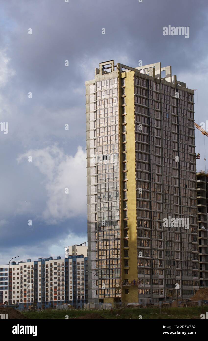 Construction of modern multi-storey buildings. New development of a ...