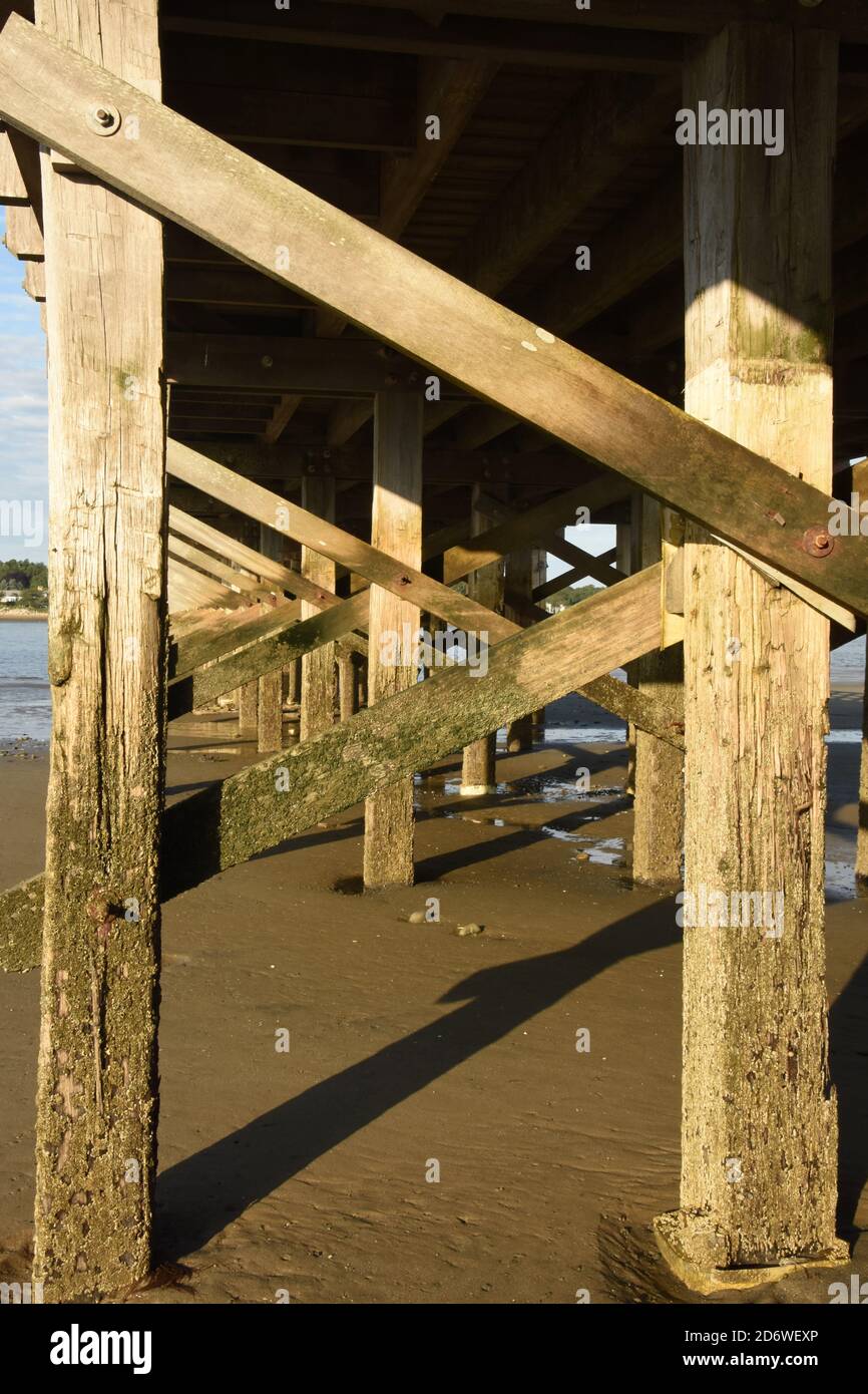 Wood pilings and supports under Powder Point bridge Stock Photo - Alamy