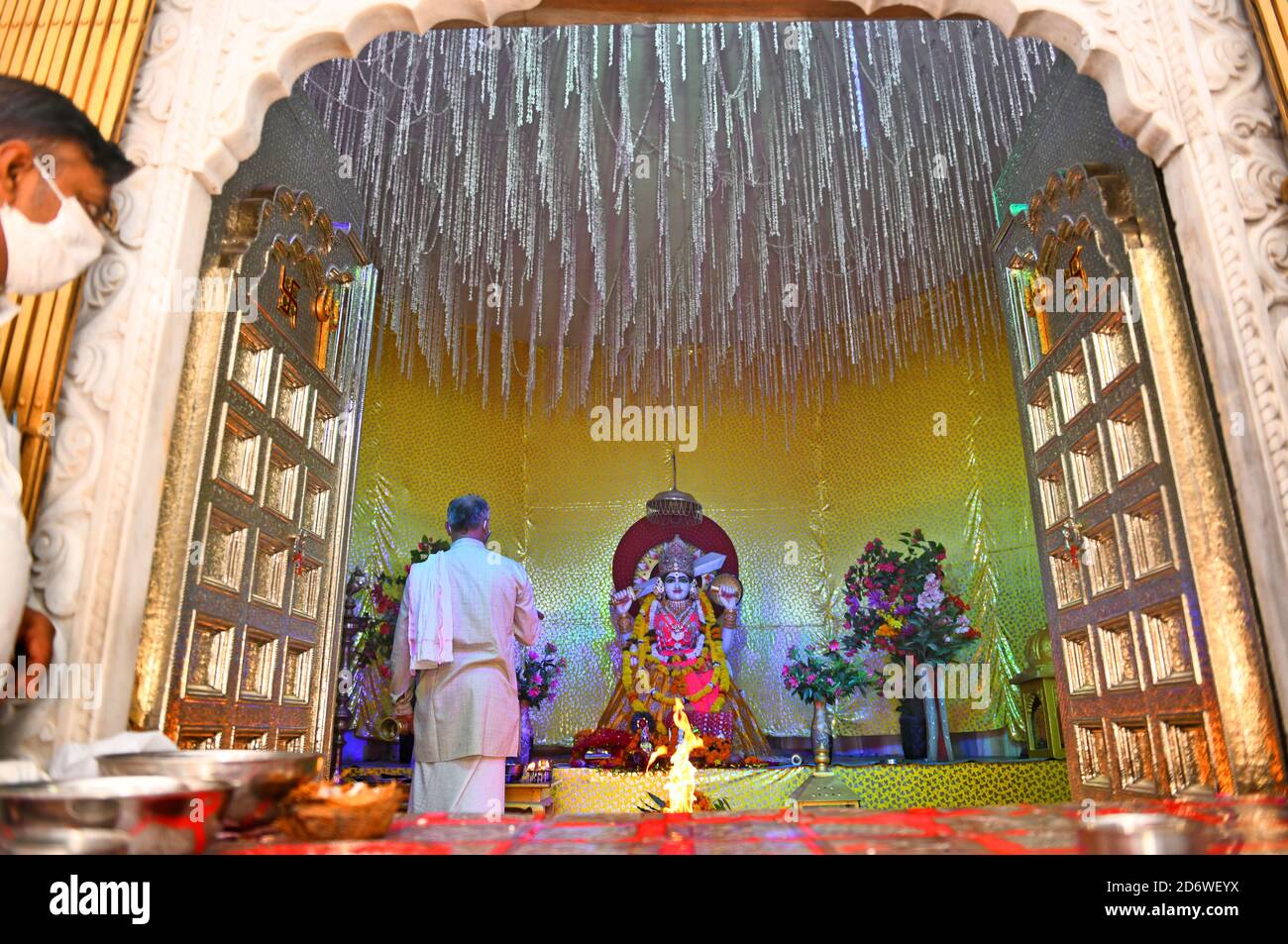 Beawar, Rajasthan, India, Oct. 19, 2020: Hindu priest performs 'aarti ...