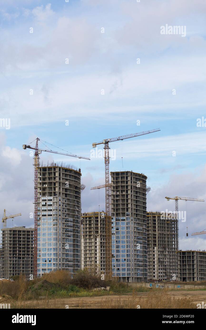 Construction of modern multi-storey buildings. New development of a ...