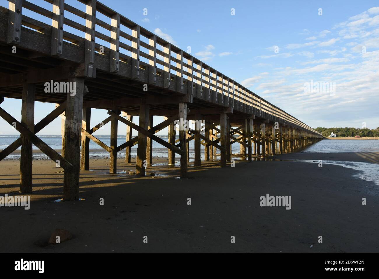 Wooden powder point bridge over the bay in Duxbury Stock Photo - Alamy