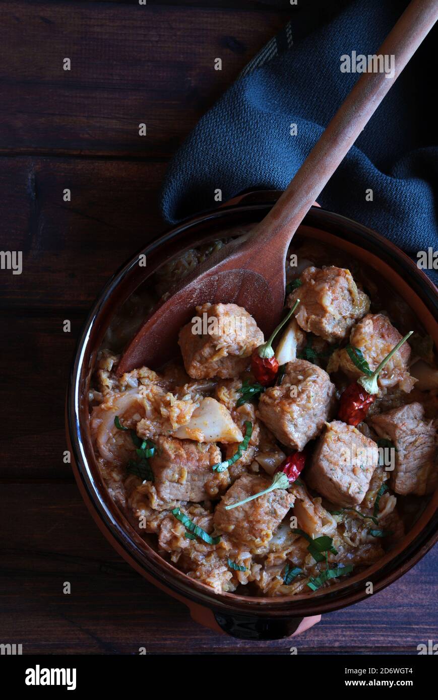 Homemade meat stew with cabbage. View from above Stock Photo - Alamy