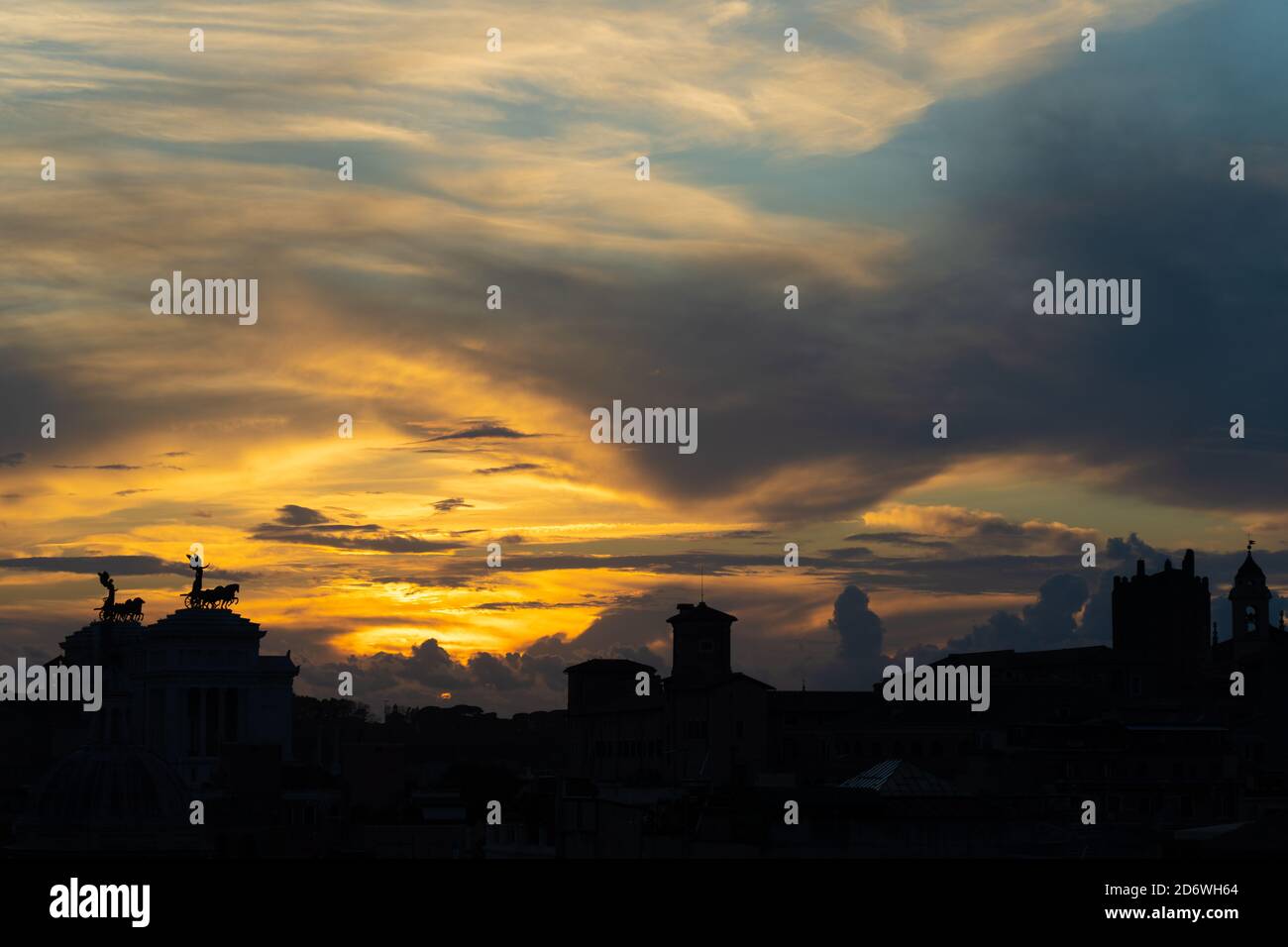 A view of a sunset in Rome. From a series of travel photos in Italy ...