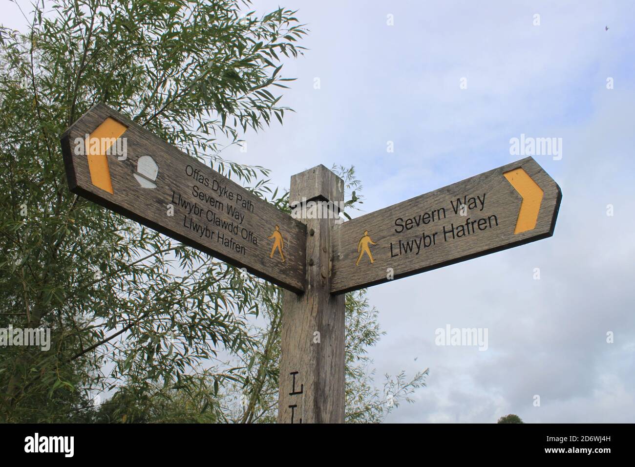 Offa's Dyke Path direction signpost. National Trail. Long-distance ...
