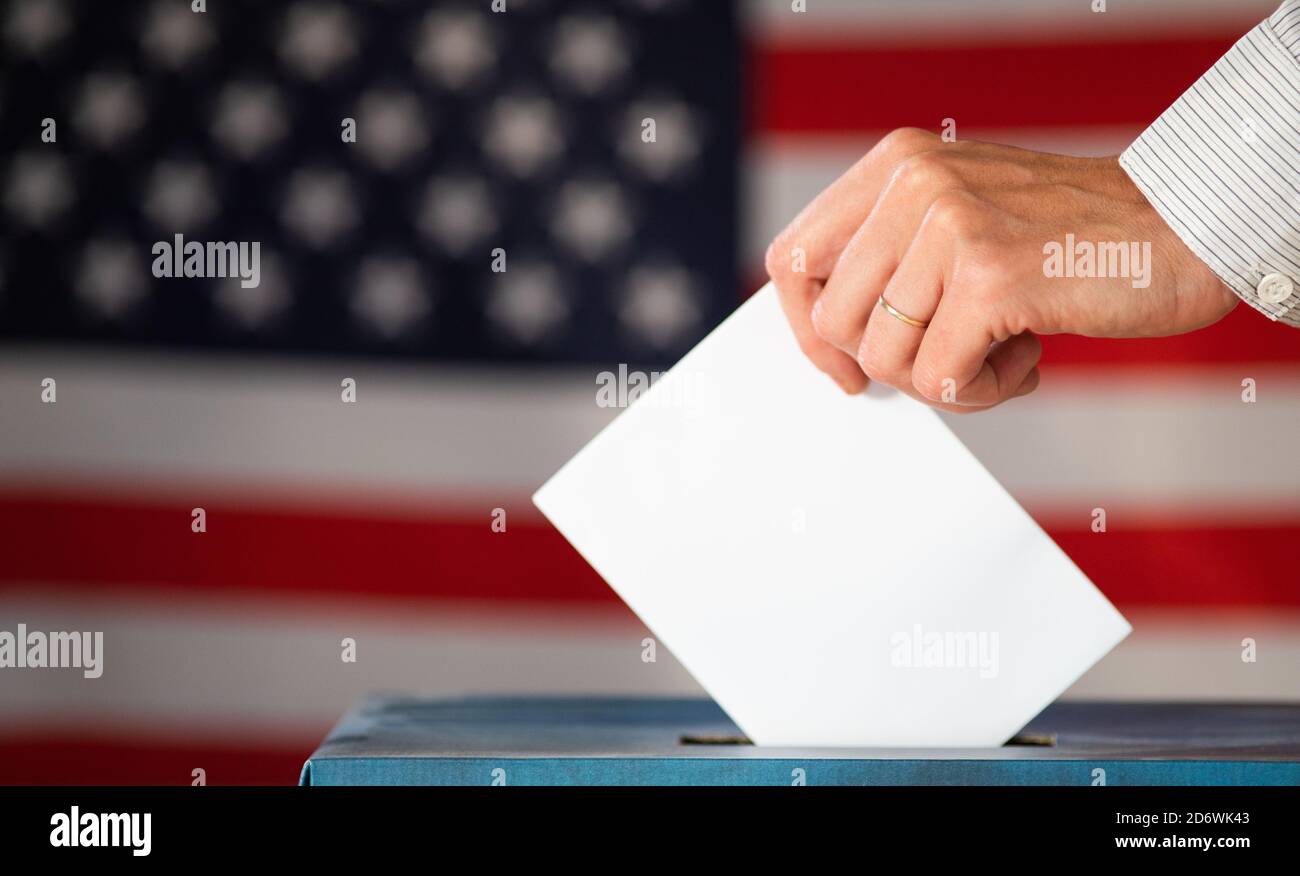 elections in the US - voting ballot and American flag Stock Photo - Alamy