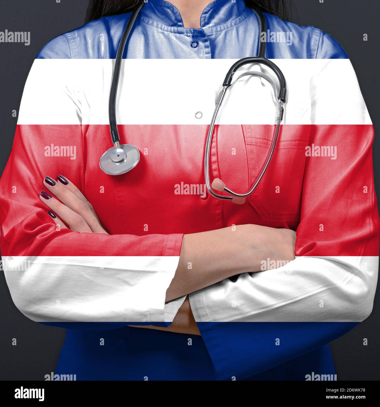 Doctor representing healthcare system with National flag of Costa Rica ...