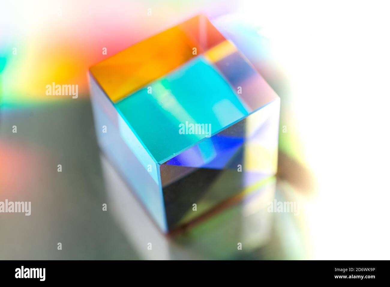 Optical glass cube Light dispersion,spectrum. Physics optics Stock Photo - Alamy