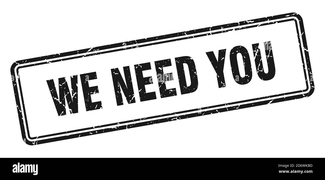 we need you stamp. square grunge sign isolated on white background ...