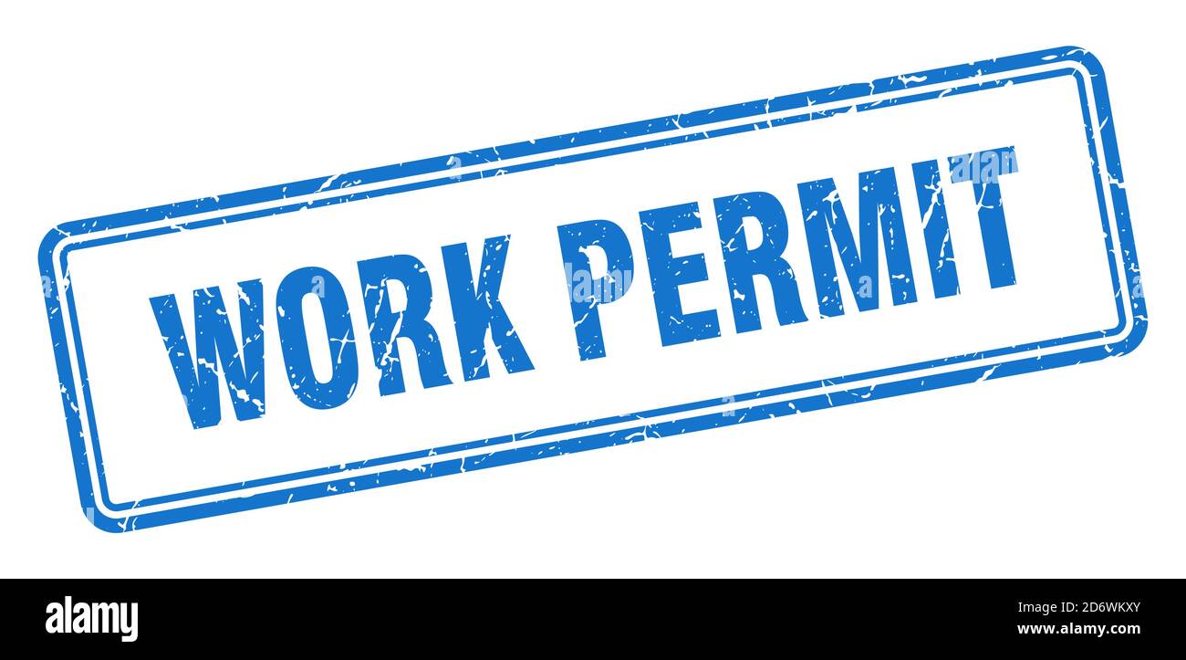 work permit stamp. square grunge sign isolated on white background ...
