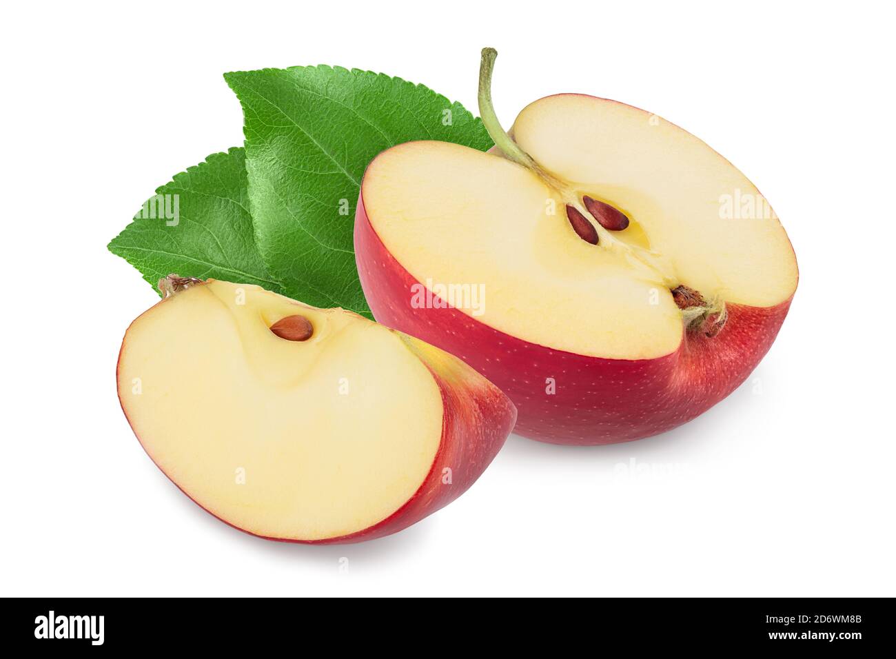 Red apple half isolated on white background with clipping path and full ...