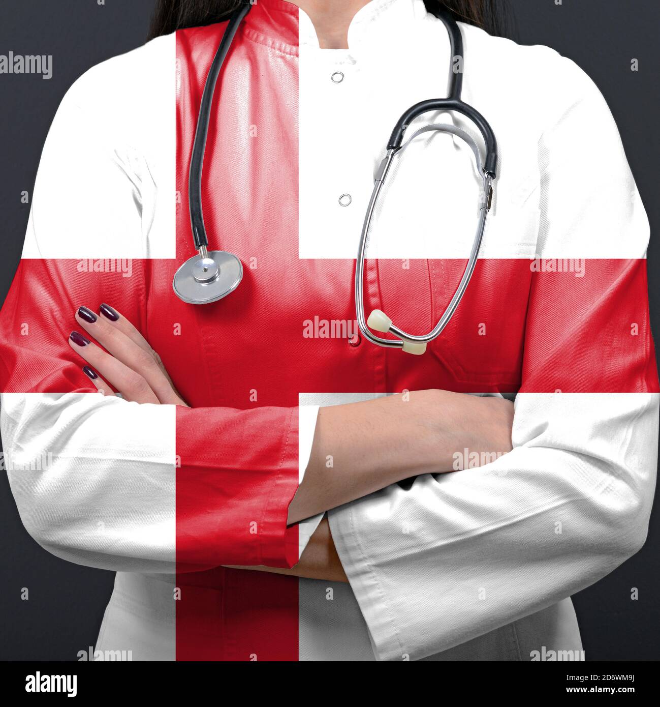 Doctor representing healthcare system with National flag of England ...