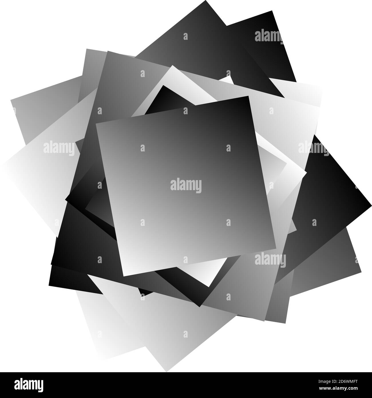 Randxom Rotated Overlap Chaotic Squares Vector Illustration Squares Spiral Stack Stock Vector