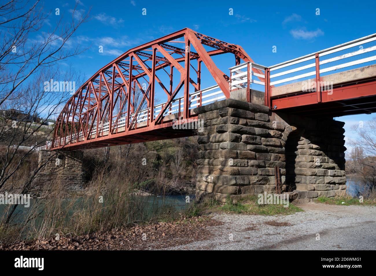 Detail of steel truss bridge at Clyde, Central Otago, South Island, New ...